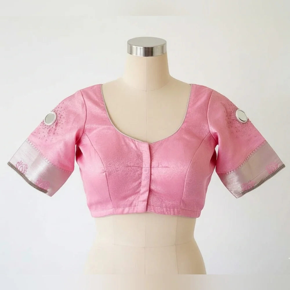 Salwar Kameez | Sarees | New Elegant Pink Silk Blend Saree With Blouse ...